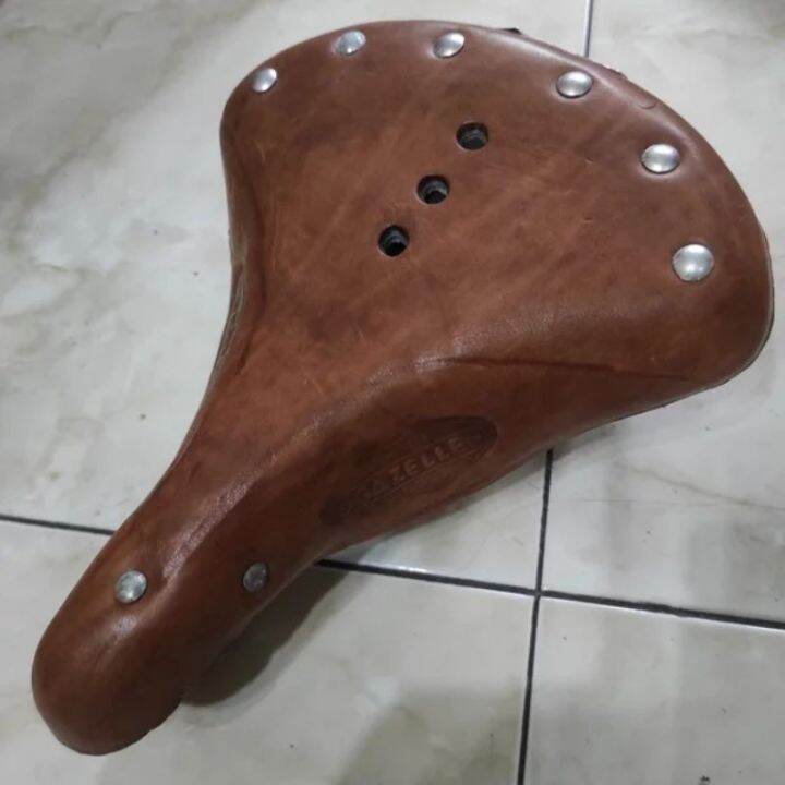 SADEL KULIT GAZELLE BLOCK MODEL PER JOK SEPEDA KEBO ONTHEL ONTA COKLAT VINTAGE KLASIK JADUL ...