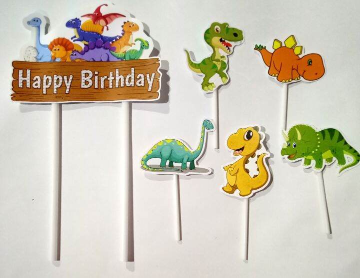 cake topper toper satu set hiasan kue ulang tahun karakter dinosaurus ...