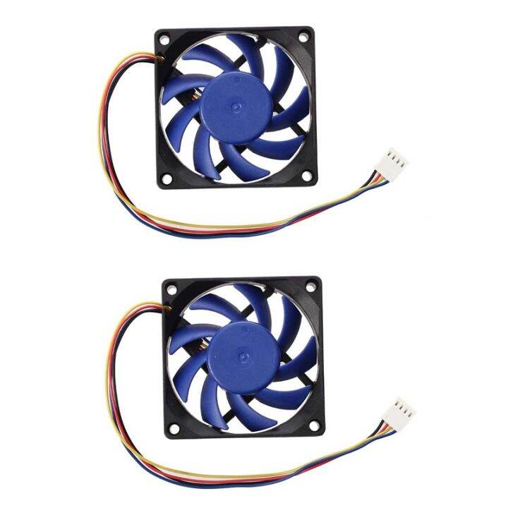 2X 12V DC 32 70mm 4-Pin Computer Case CFM PWM CPU PC Fan Blue & Black ...