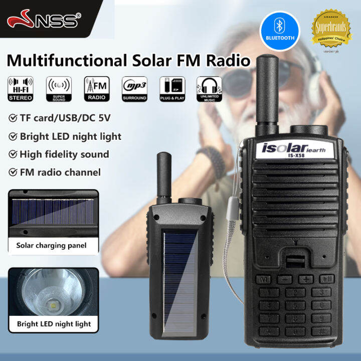 [COD]NSS 5 in 1 Walkie Talkie shape Bluetooth Solar Radio FM with Solar ...