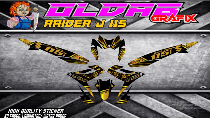 RAIDER J 115 STICKER DECALS, BLACK GOLD, 140 | Lazada PH