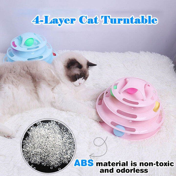 Tower of Tracks Cat Turntable Interactive 4-Tier Toy with 4 Colorful ...