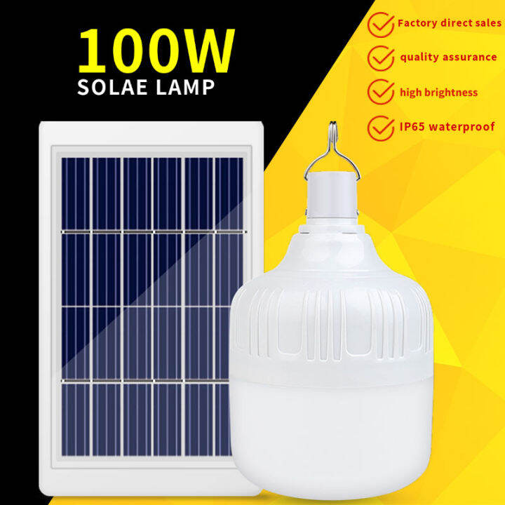 COD Hot Sale 100W Solar LED Light Emergency Rechargeable Bulb Solar ...