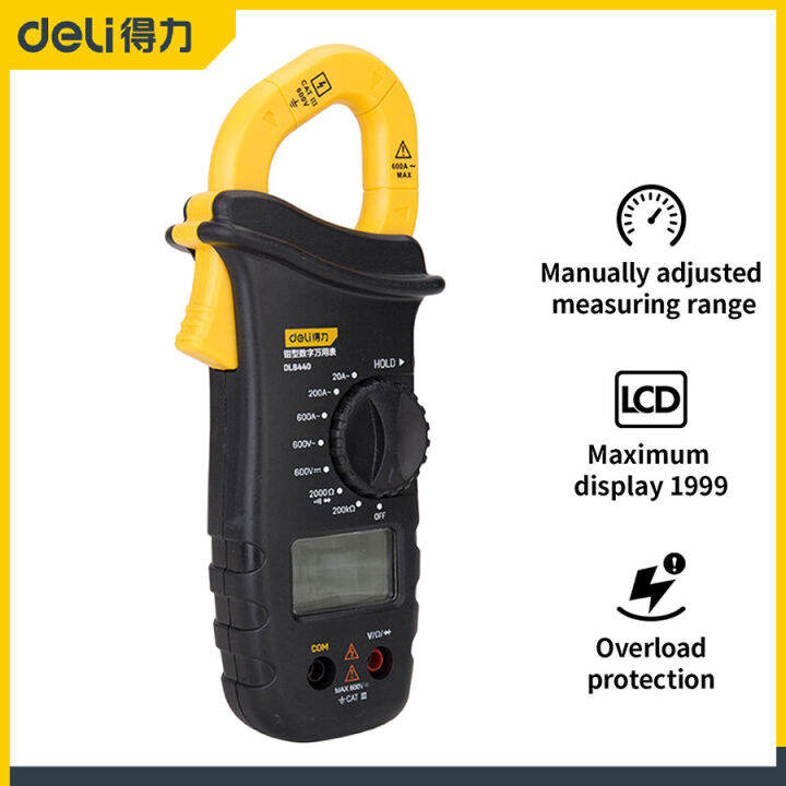 Deli Multimeter/Alat Ukur Arus Listrik Digital 600V AC DC Diode ...
