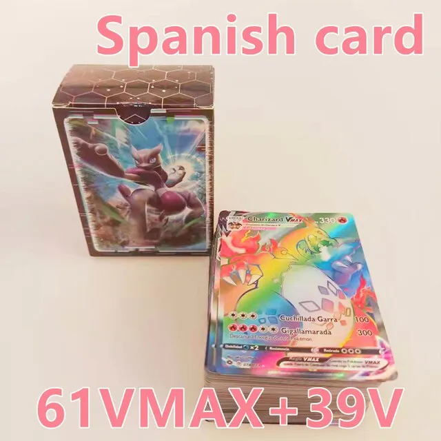 Spanish, 100 Pcs Pokemon Cards GX VMAX Anime Characters Battle Game ...