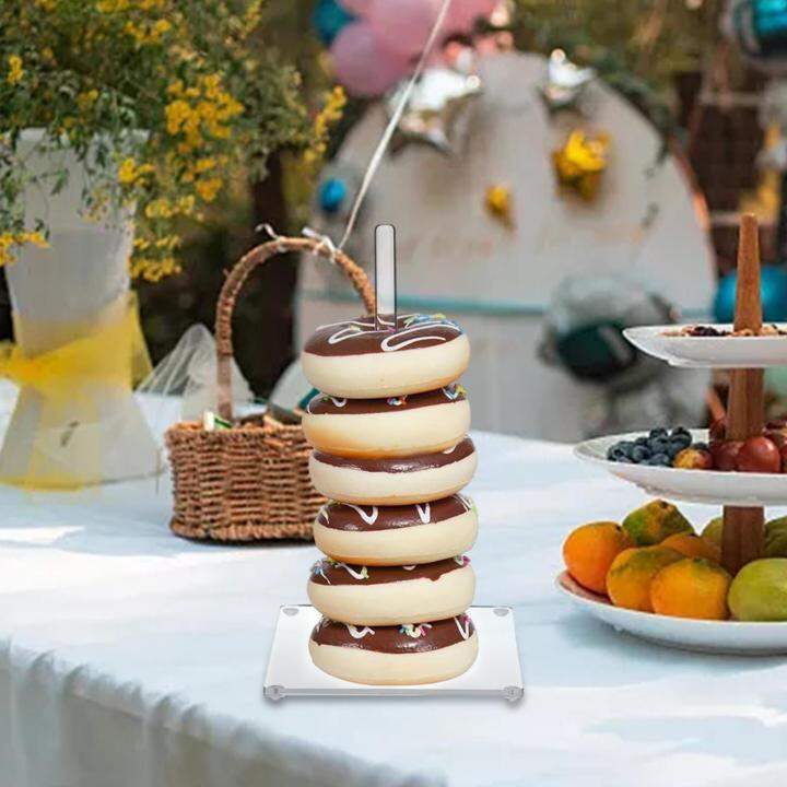 oshhni Acrylic Donut Stand Clear Bagel Display Parties Supplies Dessert ...