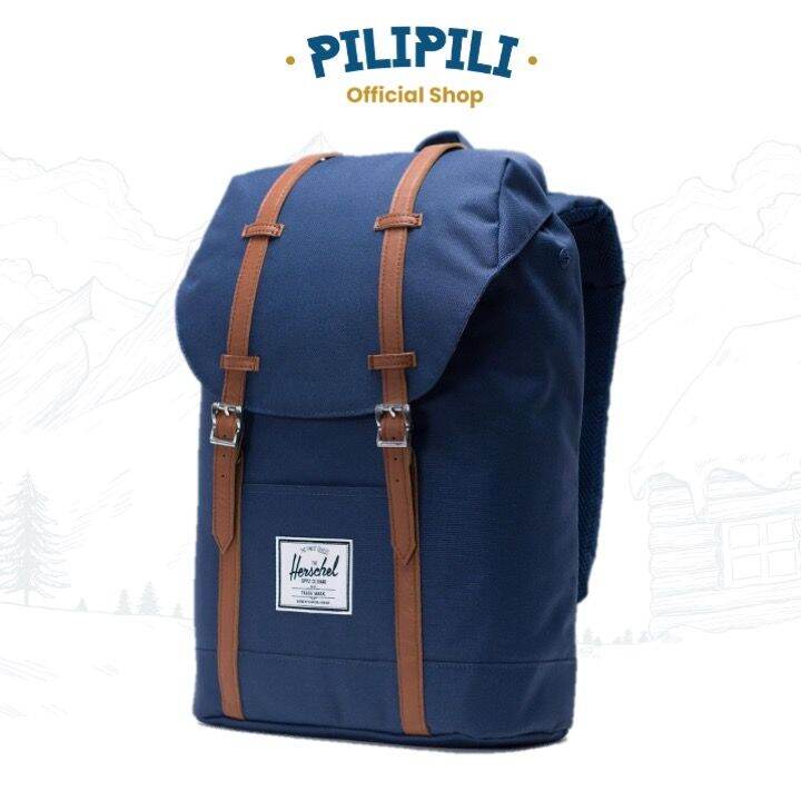 Tas Herschel Retreat Mid ORIGINAL Navy - Tan | Lazada Indonesia