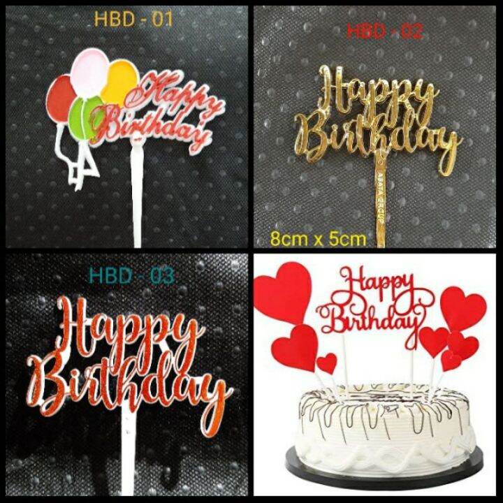 Cake Topper Hiasan Kue Tulisan Happy Birthday anniversary | Lazada ...