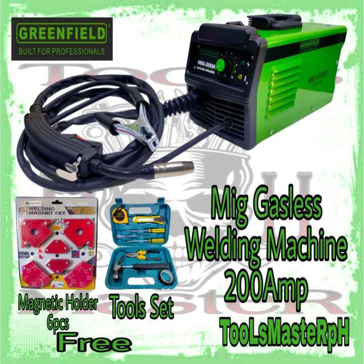 GREENFIELD 200Amp MIG Gasless Welding Machine with METAWORKZ Magnetic ...