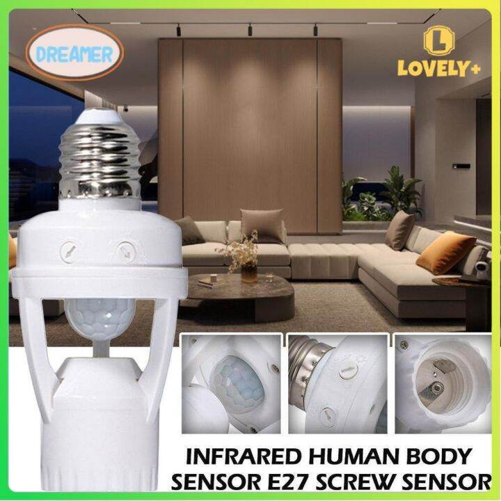 E27 IR Infrared Human Bulb Holder Pir Induction Motion Sensor Lamp Base ...