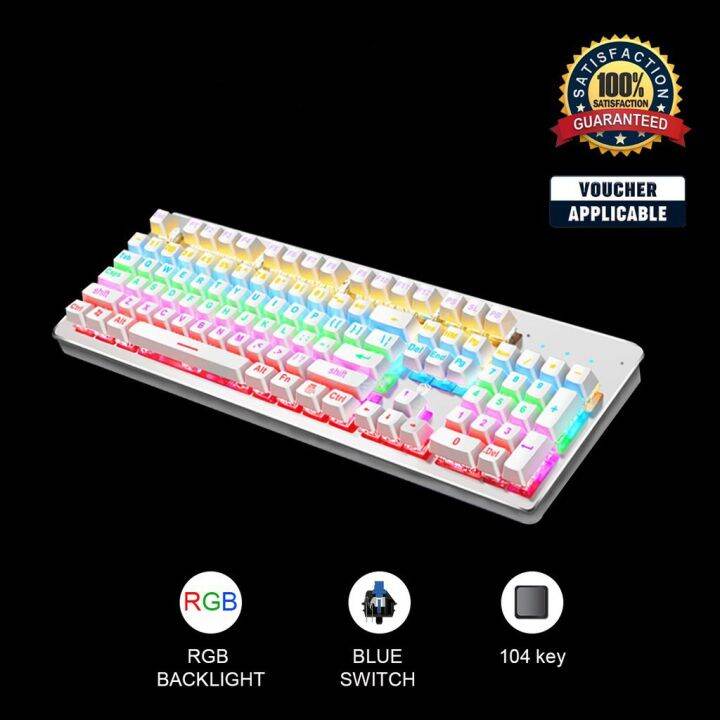 rakk keyboard Leaven K880 Keyboard Mechanical Gaming RGB Backlitight 104 Keys Rainbow PC Wired ...