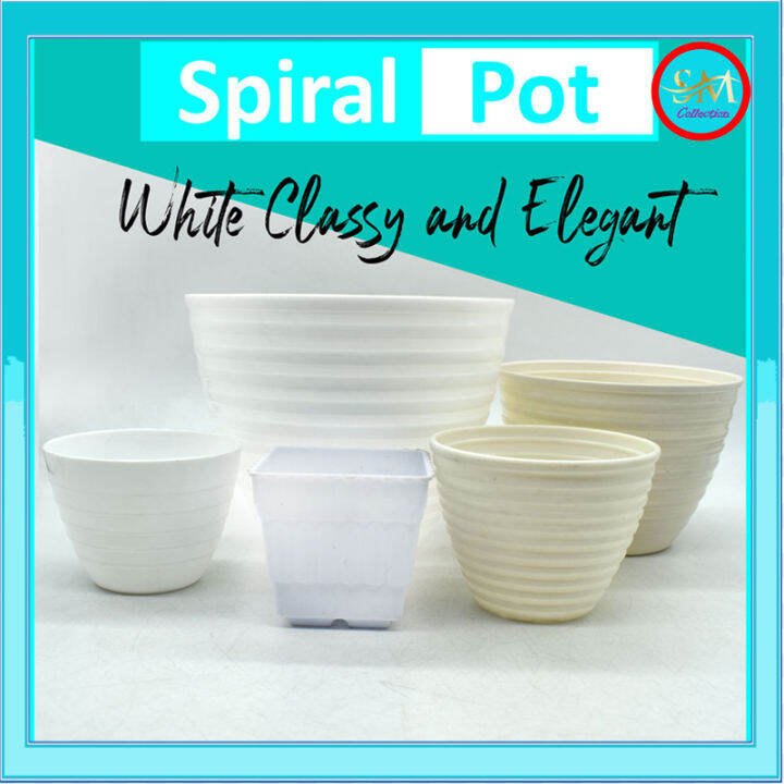 【SM collections】 Plastic Spiral Plant Pot Flower Pot Indoor/Outdoor ...