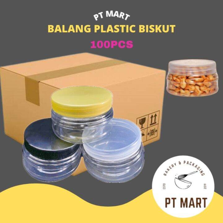 Balang Kuih Raya 100pcs Plastic Container 350ml Bekas Cookie Jar Balang ...
