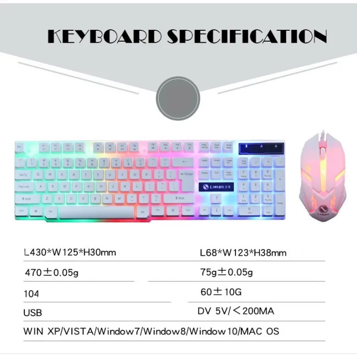 durable GTX300 Colorful LED Illuminated Backlight USB Wired PC Laptop ...