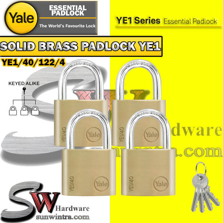 [Original] Yale 40MM YE1/40/122 Essential Series Solid Brass Padlock ...
