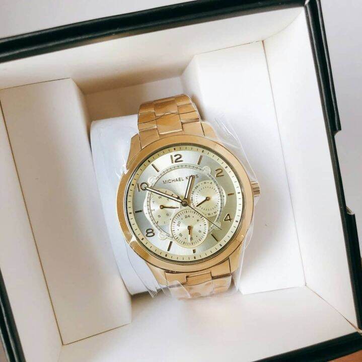 Original Michael Kors Runway Gold Dial Ladies Watch MK6588 With 1 Year ...