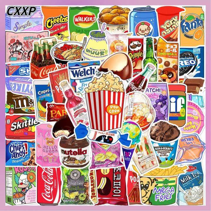CXXP PVC Snack Packaging Stickers Multiple Styles Removable DIY Decals ...