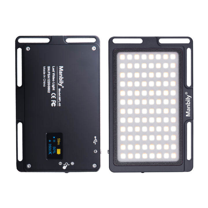 Manbily MFL-03 LED Lighting Panel Bi-Color 3000K-6500K Dimmable Portable Camera Video LED Light ...