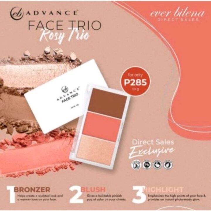 【COD】 ever bilena face trio: contour blush highlight (original price ...