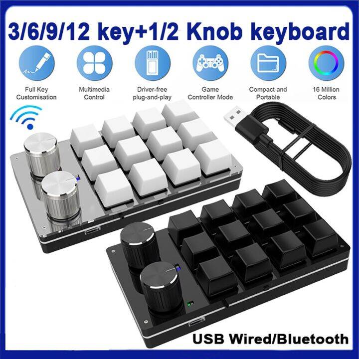 Mini Keyboard 3/6/9/12 Keys + 1/2 Knob Macro Custom Gaming Keyboard ...