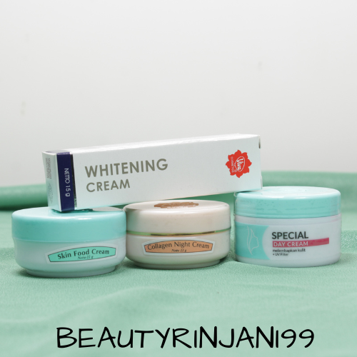 Paket 4in1 Viva whitening cream+special day cream+collagen night cream+skinfood 22gr/paket ...
