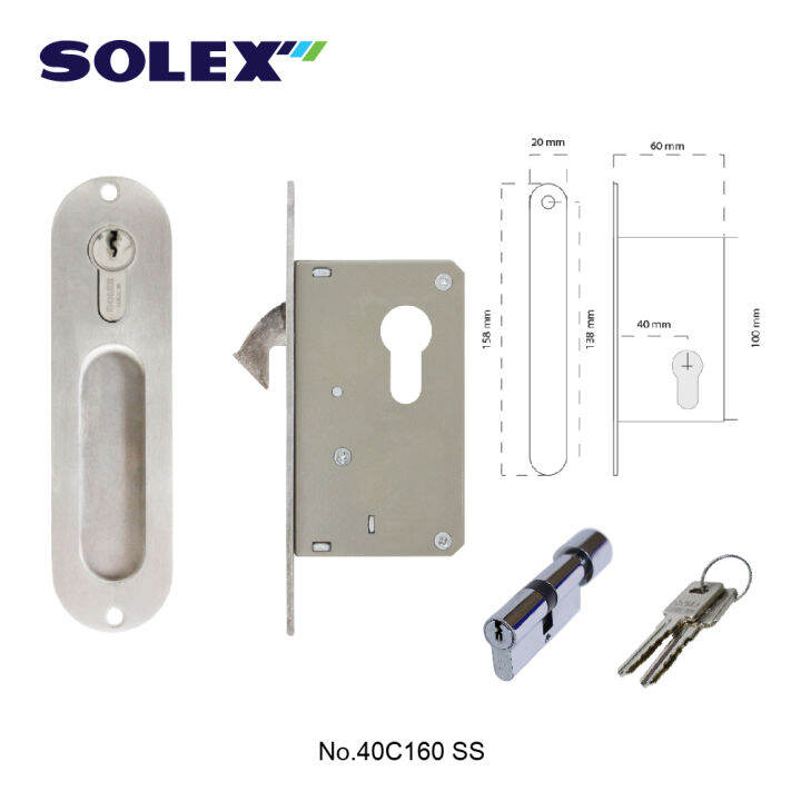 SOLEX งานสั่งทำ Master Key / KEY ALIKE Double Key ชุดมือจับฝังบานเลื่อน รุ่น 40C160 SS (ดอก 2 ...