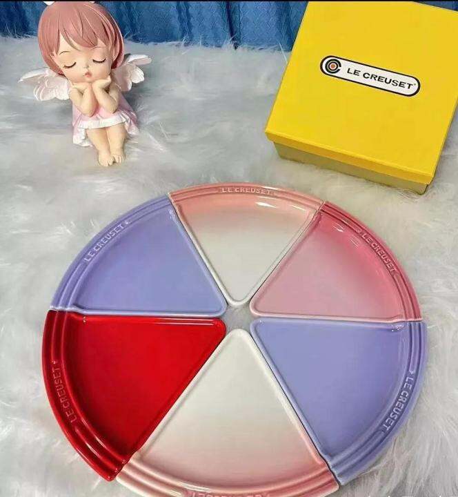 le creuset porcelain pizza pan triangular pan cake pan snack pan ...
