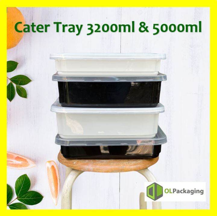 5pcs Plastic Cater Tray with Lid Black/White 3200ml & 5000ml | Lazada PH