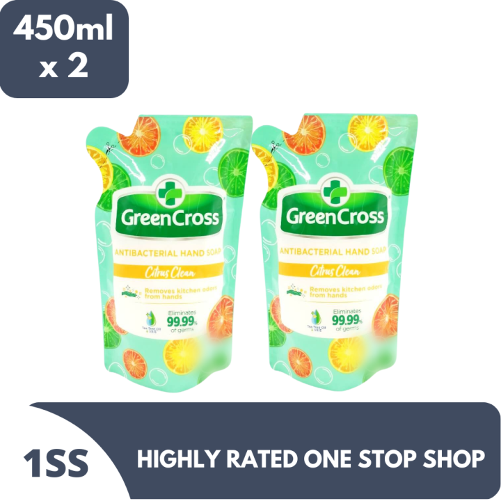 Green Cross Citrus Antibacterial Hand Soap Refill 450mL x 2 | Lazada PH