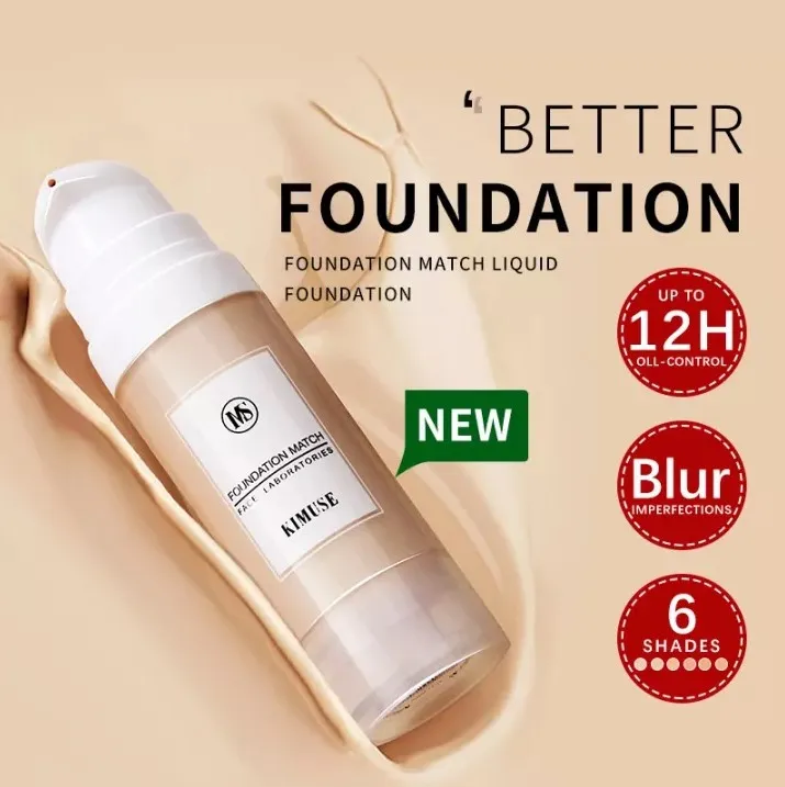 KIMUSE Liquid Foundation Natural Matte Waterproof Oil Control Long ...