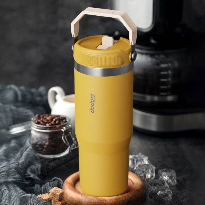Coffee Mug Termos Water Bottle with Straw Big Thermos Bottle 900ml ...