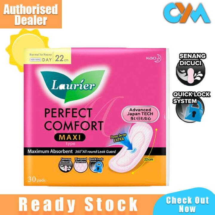 Laurier Sanitary Pads Pantyliners Napkin Super Maxi 22cm Senang Dicuci ...