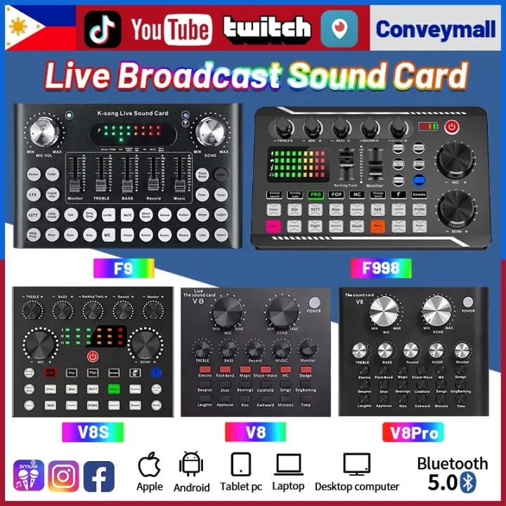 [Local Stock]Sound Card V8 Pro Live Audio Interface for Phone Computer ...