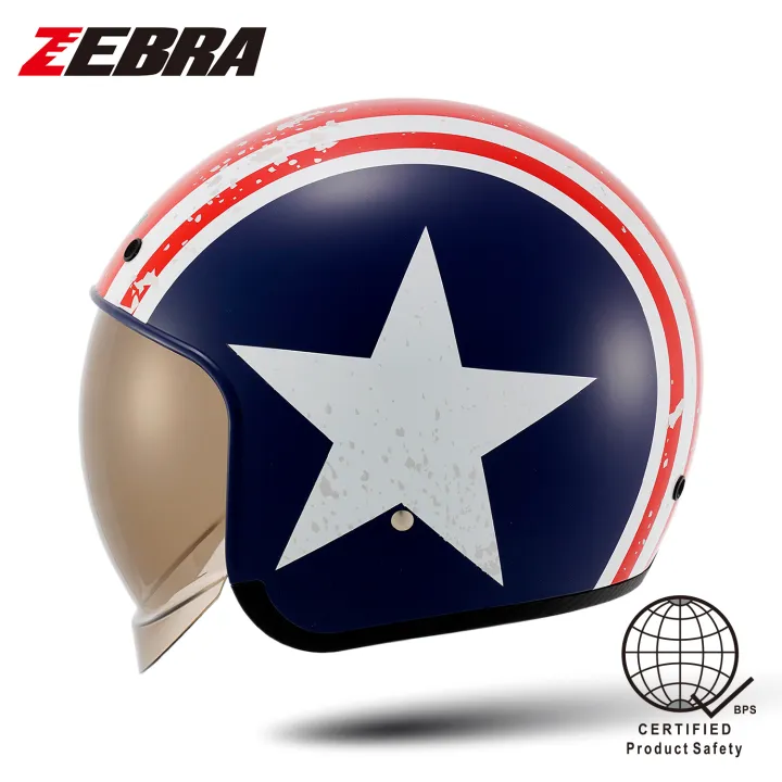 Zebra 603 half face motorcycle helmet retro style for mens and womens ...