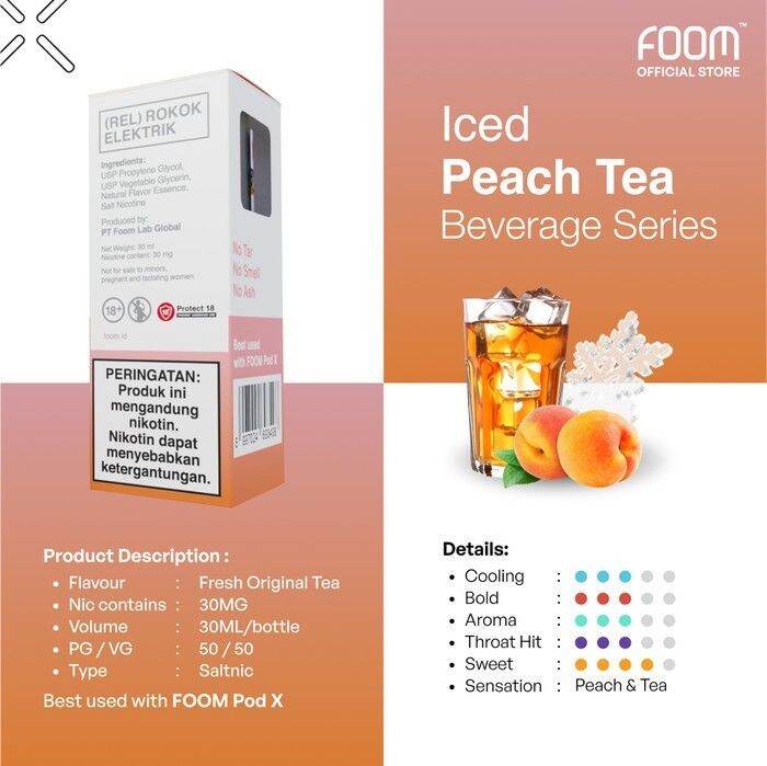Foom Iced Peach Tea Salt Nic 30ML by Foom Lab - Liquid Foom | Lazada ...