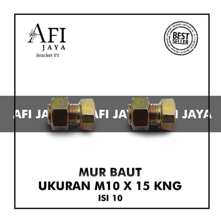MUR BAUT UKURAN M10 X 15MM KUNING (10 PCS)- BAUT MUR M10x15- BAUT ...