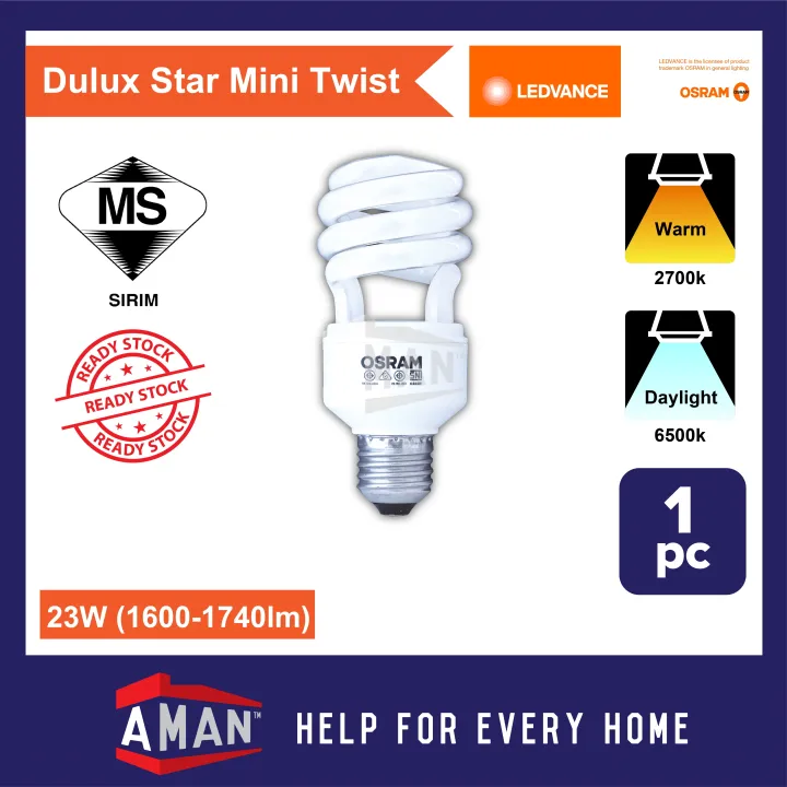 OSRAM SIRIM 23W Dulux Star Mini Twist E27 Lamp Bulb Ledvance Energy Saver Daylight Warmwhite ...