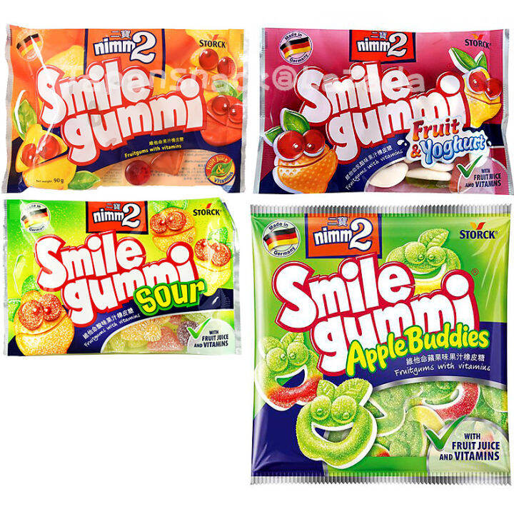 Nimm2 Smile Gummi 4 รสชาติ Fruit&Yoghurt Sour Apple Buddies 90 กรัม ...