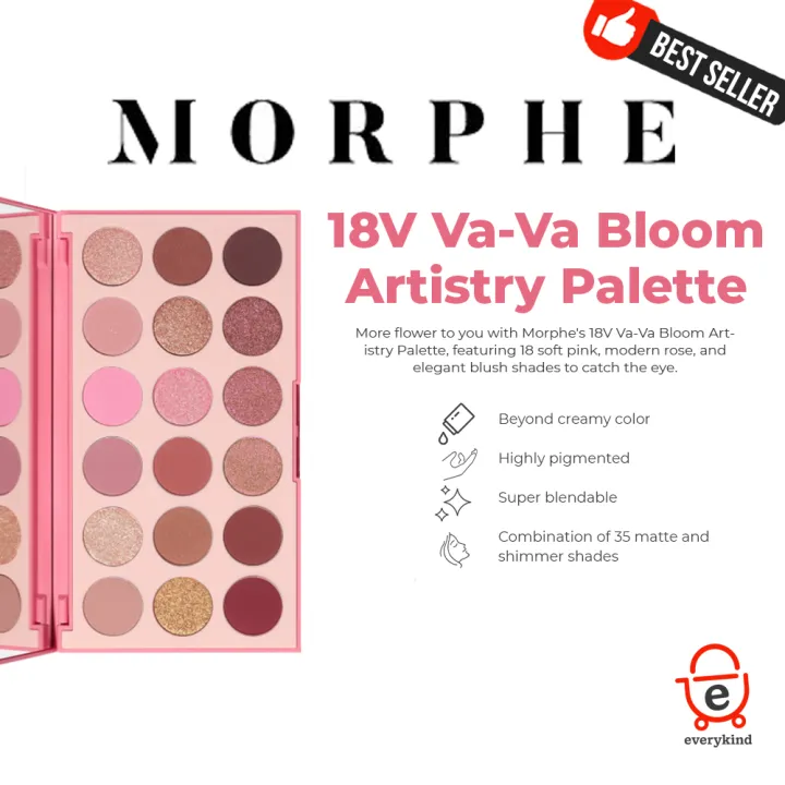 Morphe 18V Va Va Bloom Artistry Palette - Matte, Shimmer, Duochrome Rose Shades Morphe Eyeshadow ...