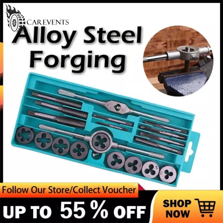 20 PC Tap and Die Set Metric Hand Threading Tool 20pcs Alloy Steel Tap & Die Set with M3-M12 NC ...