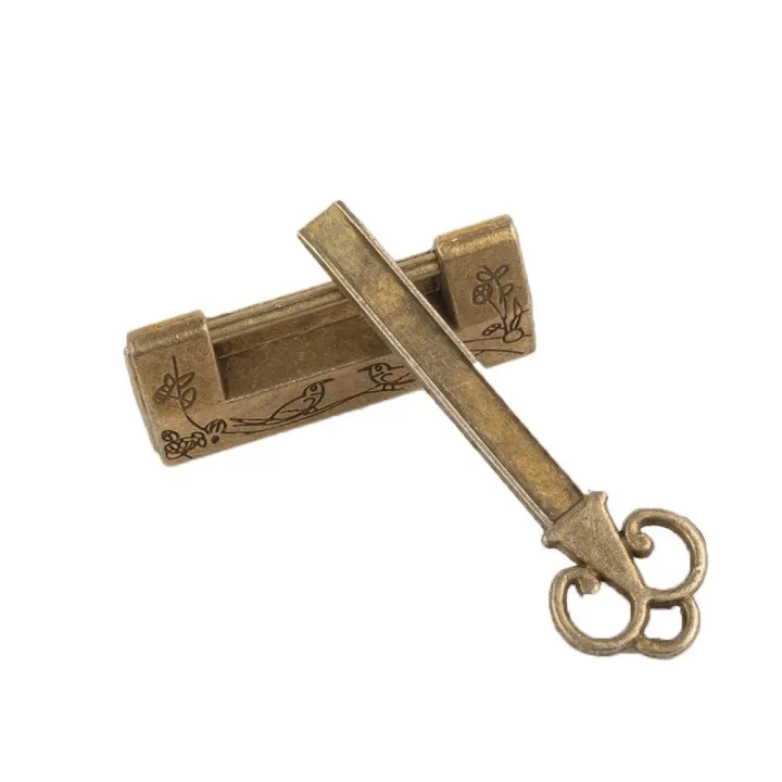 QFV5F Bird Flower Carved Brass Locks Padlock Antique Locks Lock and Key ...