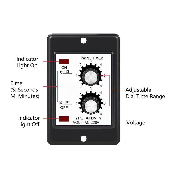 Time Delay Relay Corrosion Resistant AC220V Accurate Twin Timer for ...