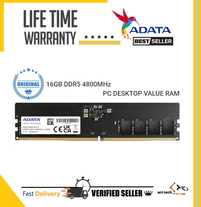ADATA 16GB DDR5 4800MHz PC DESKTOP VALUE RAM | Lazada