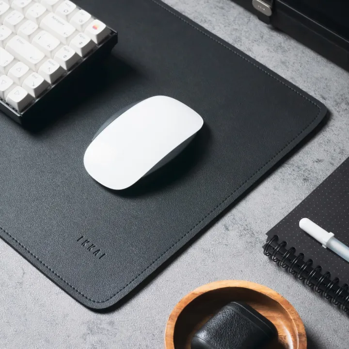 【5Y6eSymI】IKKAI Minimalist Vegan Leather Desk Mat Stitched-Edges Office ...