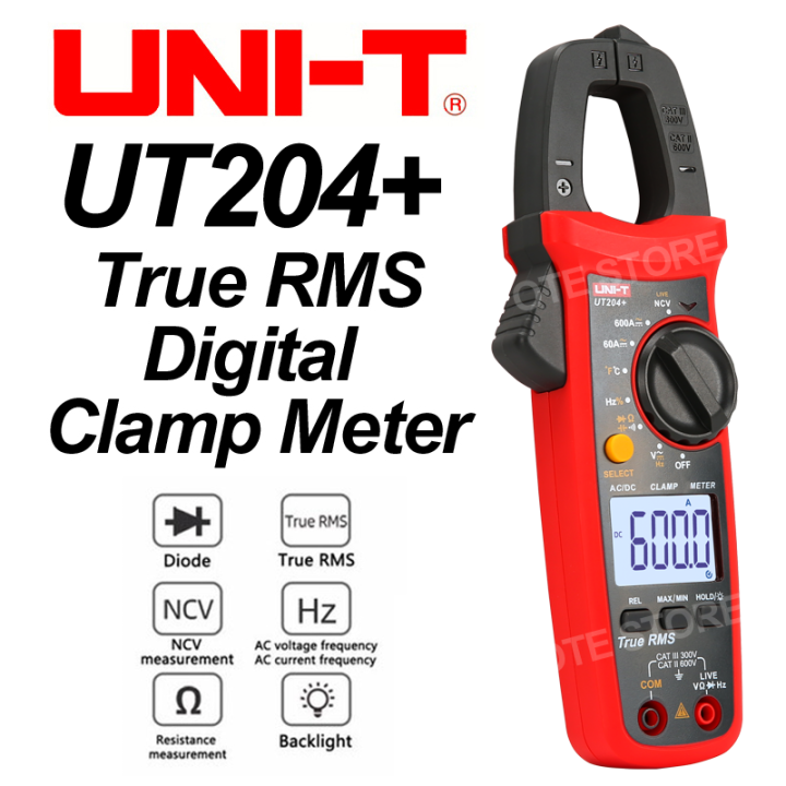 UNI-T UT204+ Digital Handheld Clamp Multimeter Tester Meter (True RMS ...