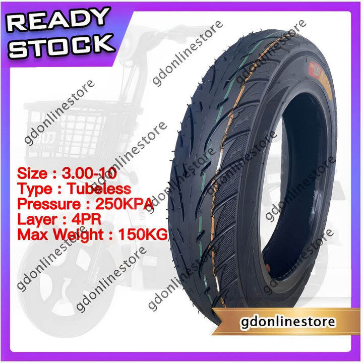3.00-10 (15X3) TUBELESS TYRE WHEELBOROW TAYAR KERETA SORONG TIRE EBIKE ...