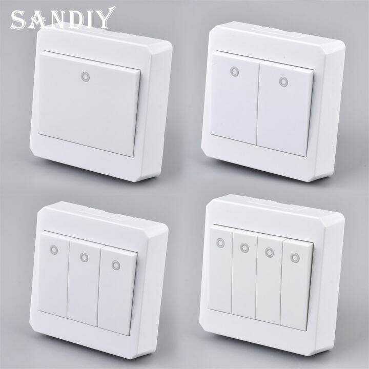 1 2 3 4 Gang Surface Mount Switch Panel Wall Interruptor White Pc Frame