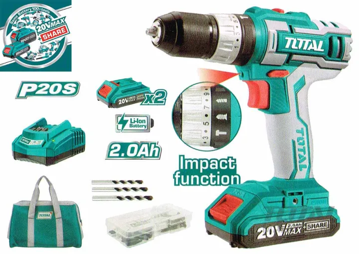 Total Cordless Hammer Drill 20V (TIDLI2002) | Lazada PH