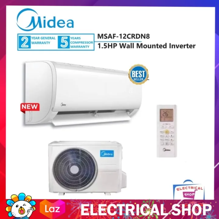 Midea Air Cond / Air Conditioner AC MSAF-12CRDN8 / MSAF12CRDN8 1.5HP Wall Mounted R32 Inverter ...