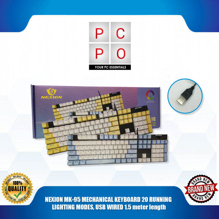 NEXION MK-95 MECHANICAL KEYBOARD, 20 RUNNING LIGHTING MODES, USB WIRED ...